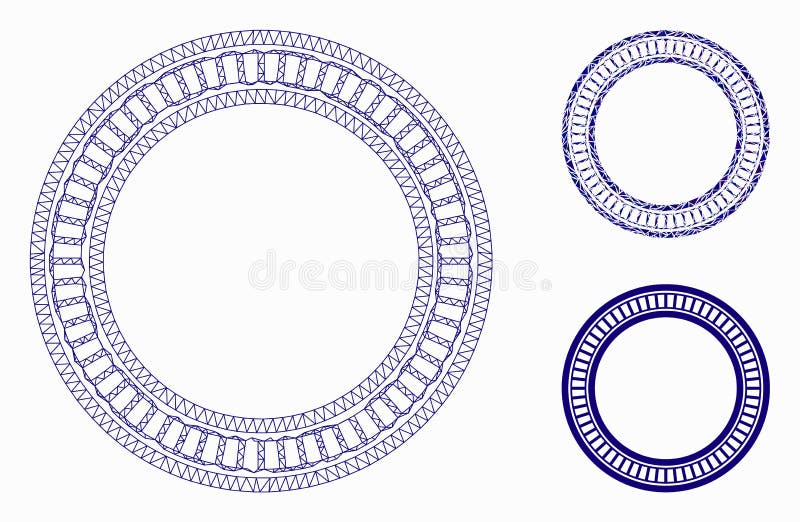 Double Circle Frame Vector Mesh Network Model and Triangle Mosaic Icon ...