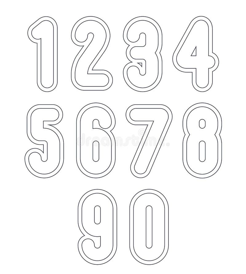 Double Clear Delicate Line Retro Numbers Set, Vector Light Digit Stock ...