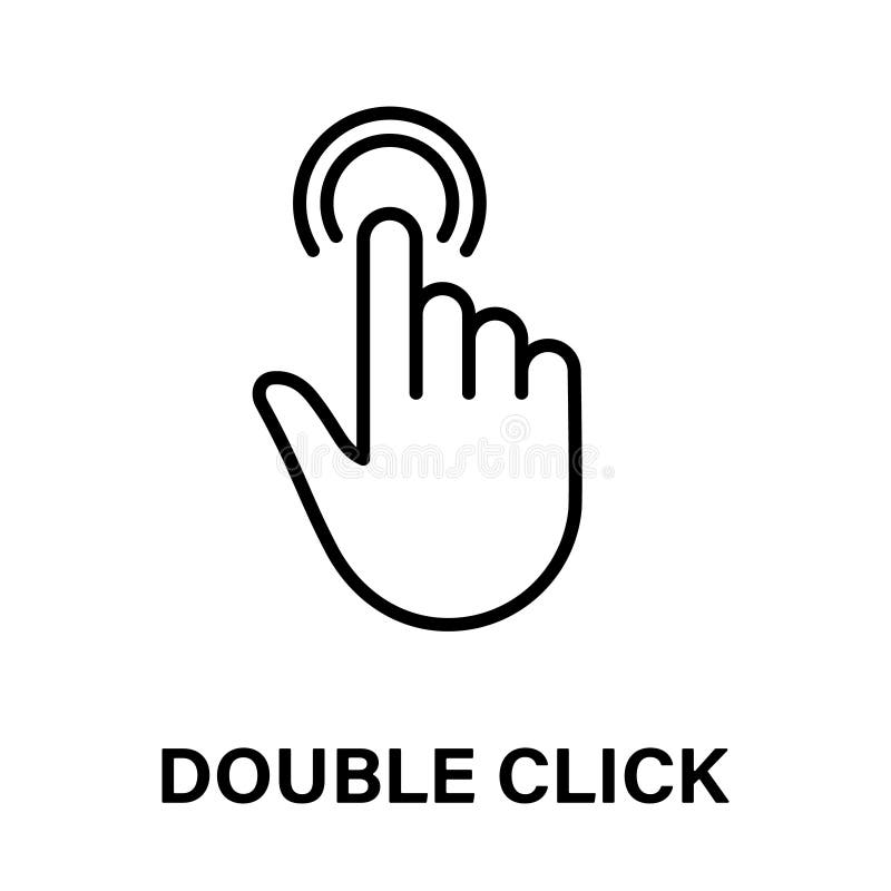 Double Click Gesture of Computer Mouse. Pointer Finger Black Line Icon ...