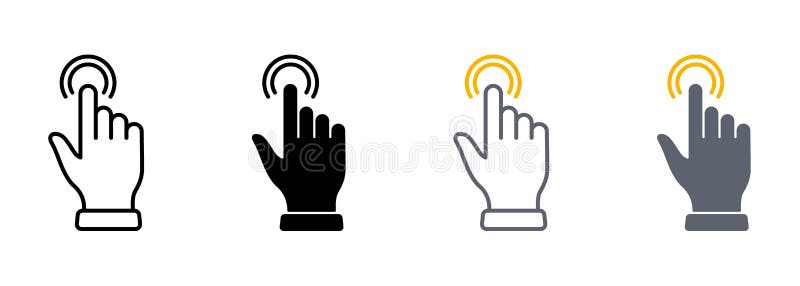 Double Click Gesture Line and Silhouette Color Icon Set. Hand Cursor of ... Double Click Gesture Line and Silhouette Color Icon Set. Hand Cursor of ...