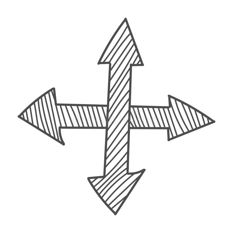Double Cross Arrow with Shading in the Style of Doodle. Vector Drawing ...