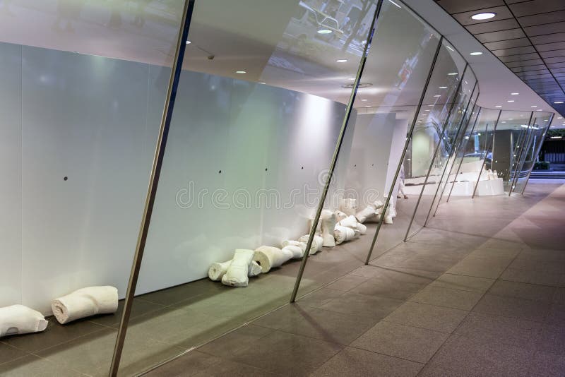 Double Curve Glass Panel of the Showcase and Shop Windows Editorial ...