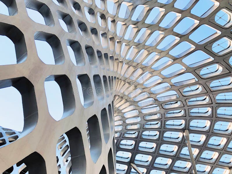 Double Curved Wall. Funnel Roof Structure. Stock Photo - Image of curve ...