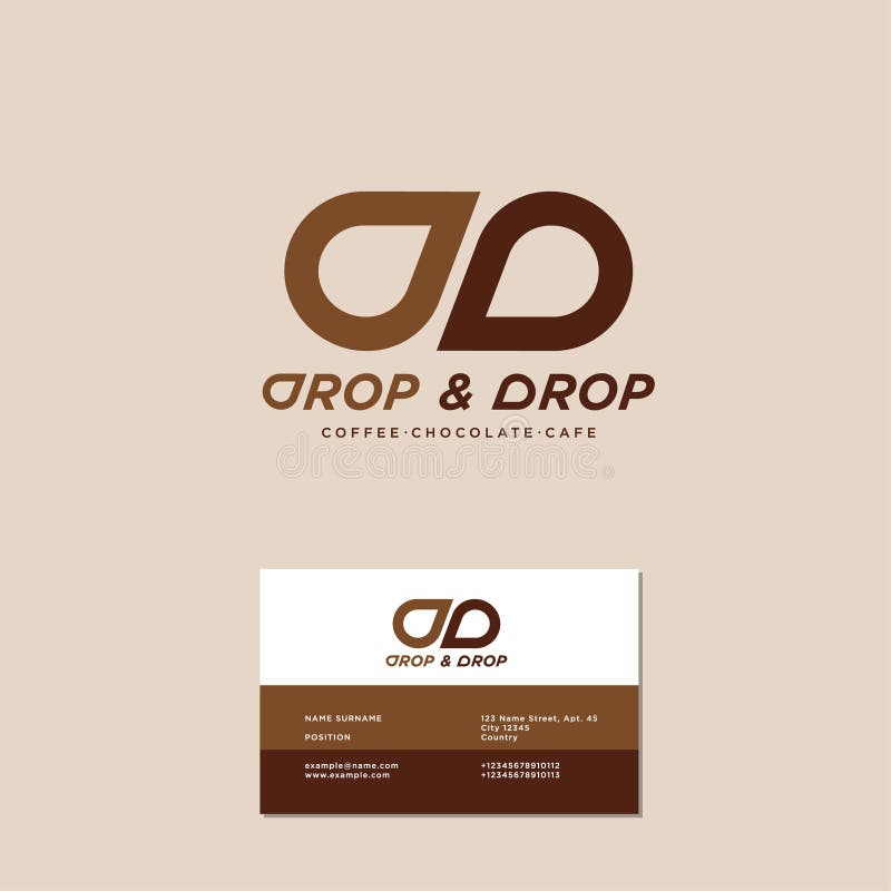 Double D Logo. Drop and Drop Chocolate Monogram for Cafe. Two Letters ...