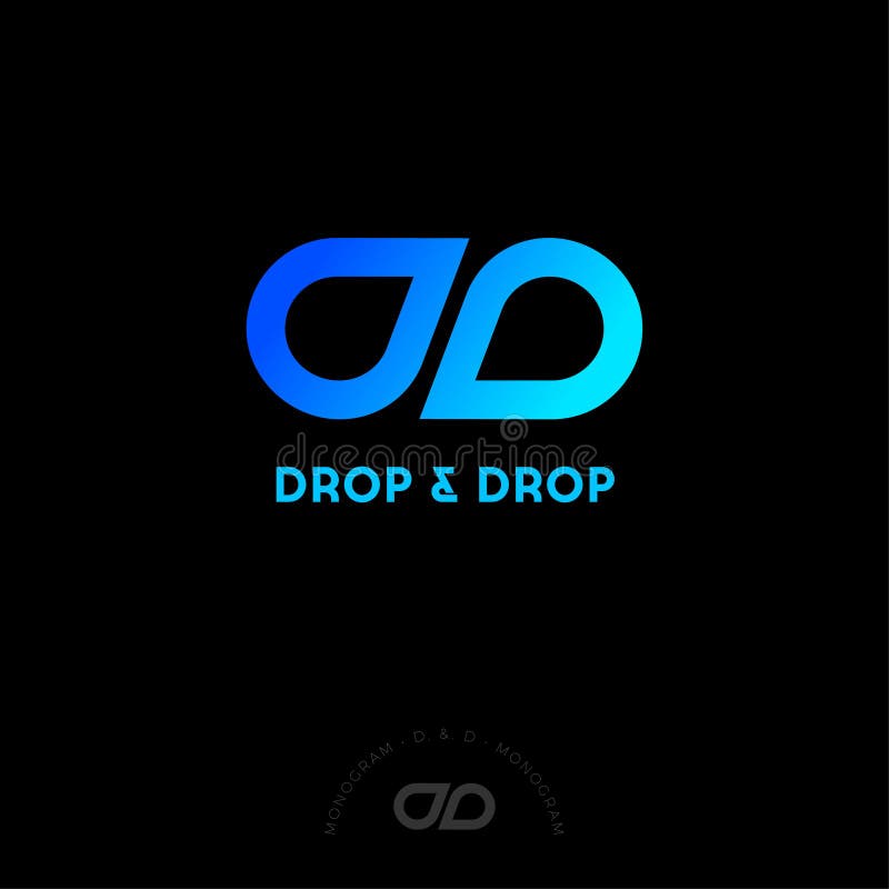 Double D Logo. Drop and Drop Monogram. Two Blue Letters D Like a Drops ...