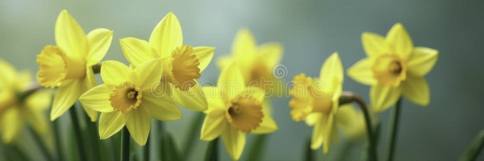 Double Daffodil Blooms with Delicate Green Stems, Delicate, Stock ...