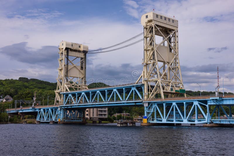 A Double Deck Lift Bridge Crossing a River Editorial Stock Image ...