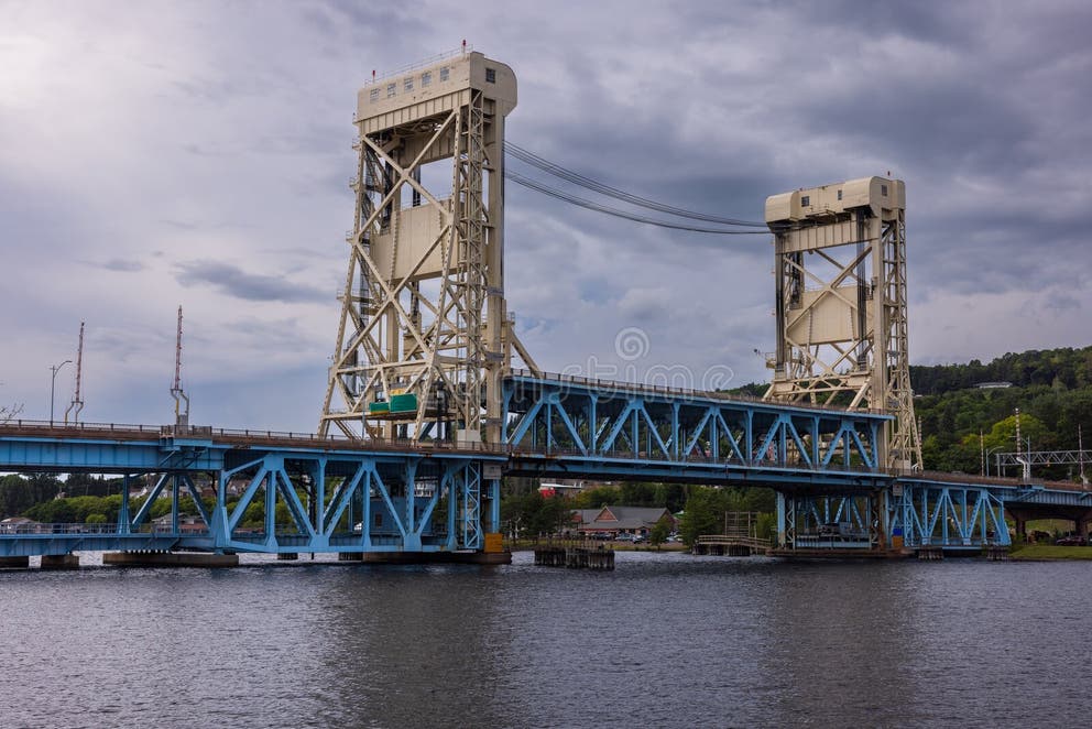 A Double Deck Lift Bridge Crossing a River Editorial Photo - Image of ...