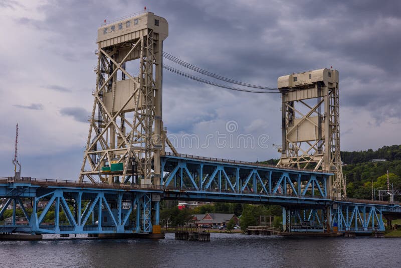 A Double Deck Lift Bridge Crossing a River Editorial Stock Image ...