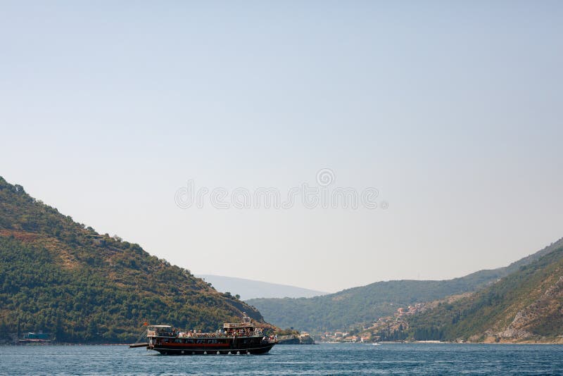Double-deck Ship with Passengers on Board. Boat Trip on the Bay of ...
