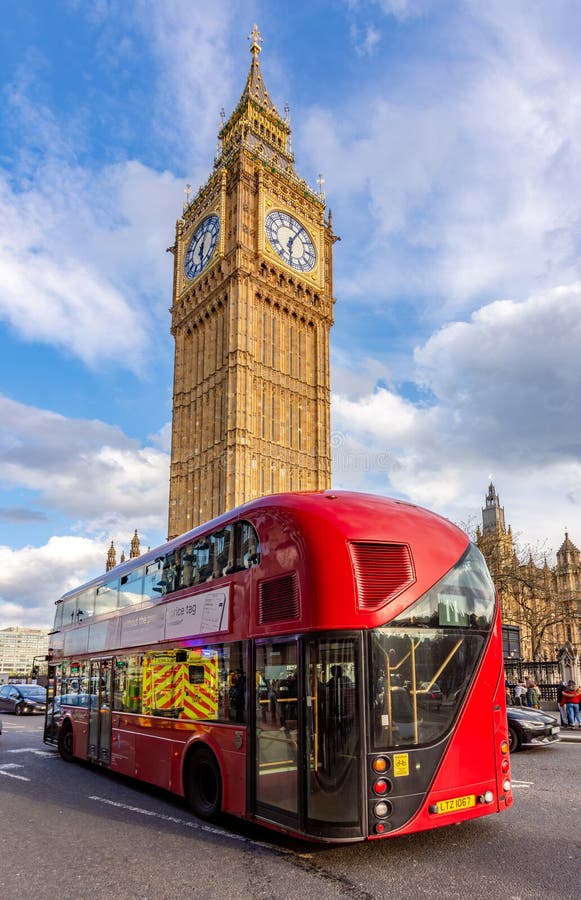 Double-decker Bus and Big Ben Tower, London, UK Stock Illustration ...