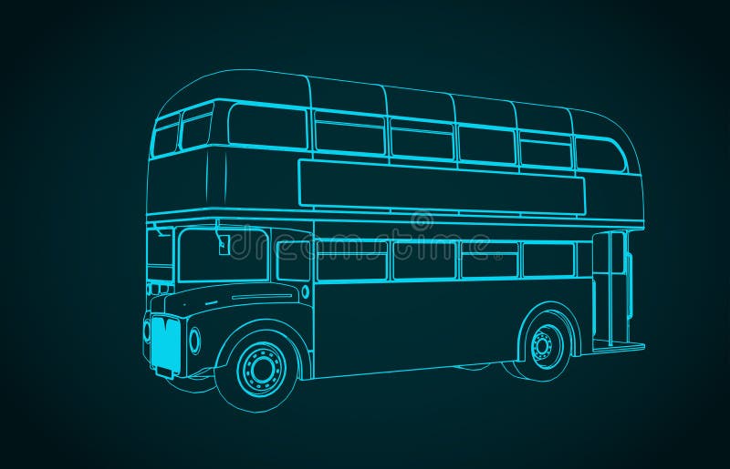 Double Decker Bus Blueprint Stock Vector - Illustration of vacation ...