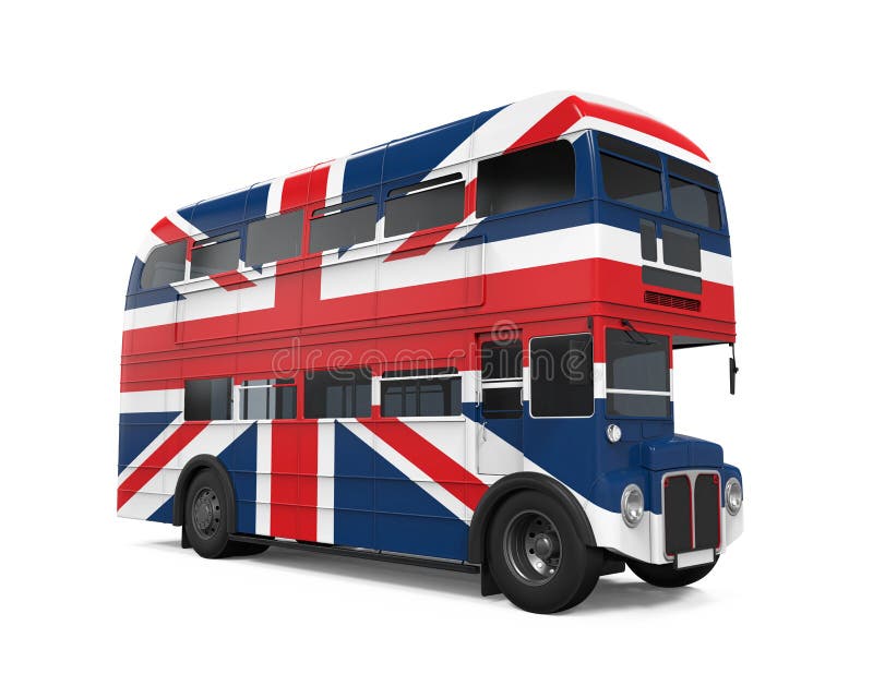 Double Decker Bus Britain Flag Stock Illustration - Illustration of ...