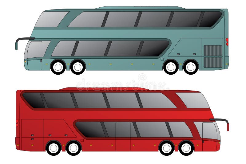 Double Decker Bus with Double Axle in Front and Rear Stock Vector ...