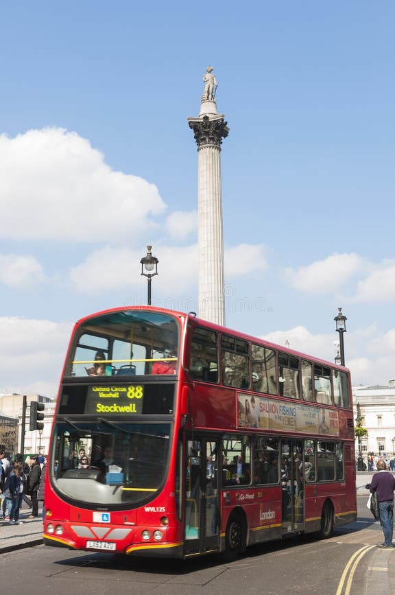 Double-decker Bus Driving by Trafalgar Square Editorial Stock Image ...