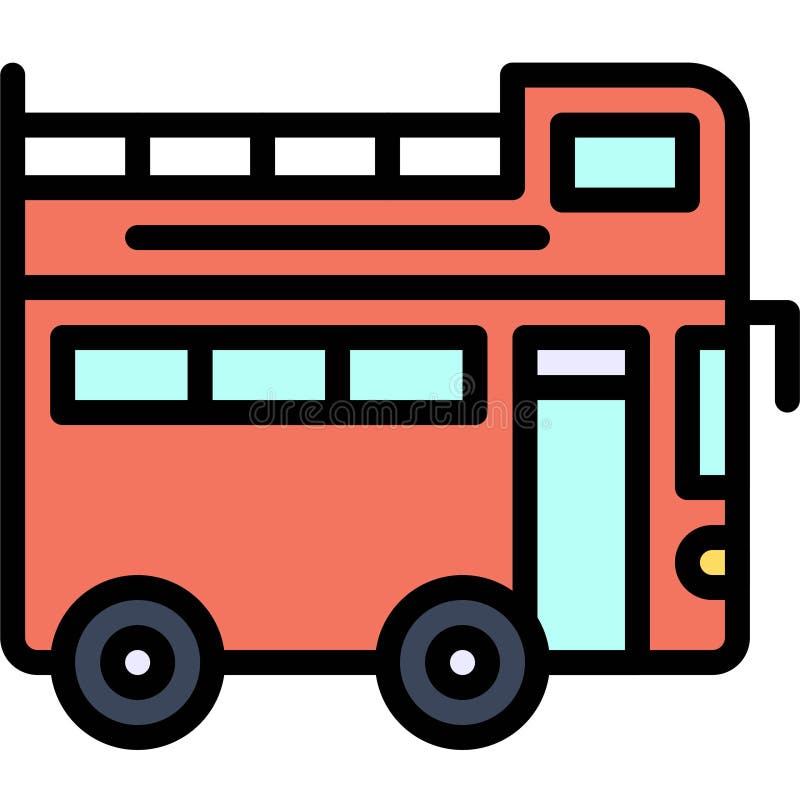 Red Double-decker London Bus Icon in Front and Side View Stock Vector ...
