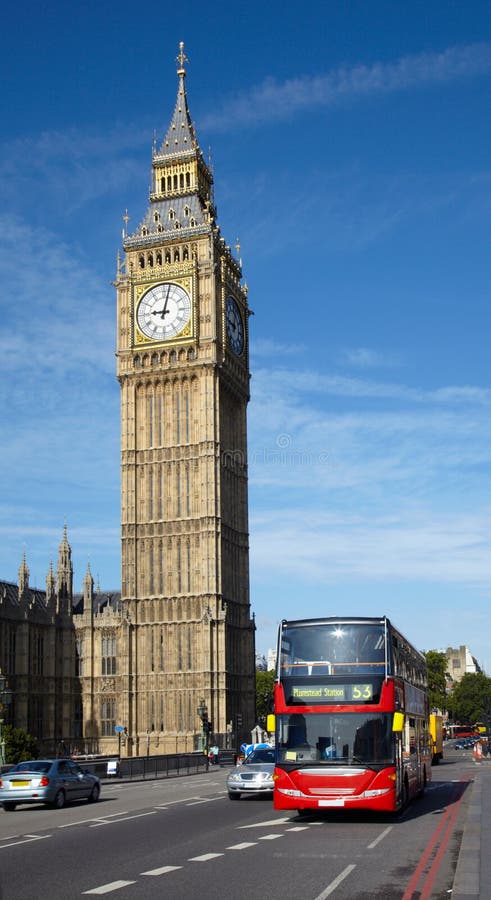 Double-decker Bus Near of Big Ben Tower Stock Image - Image of british ...