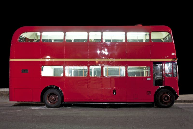 Double decker bus at night stock image. Image of united - 22951257