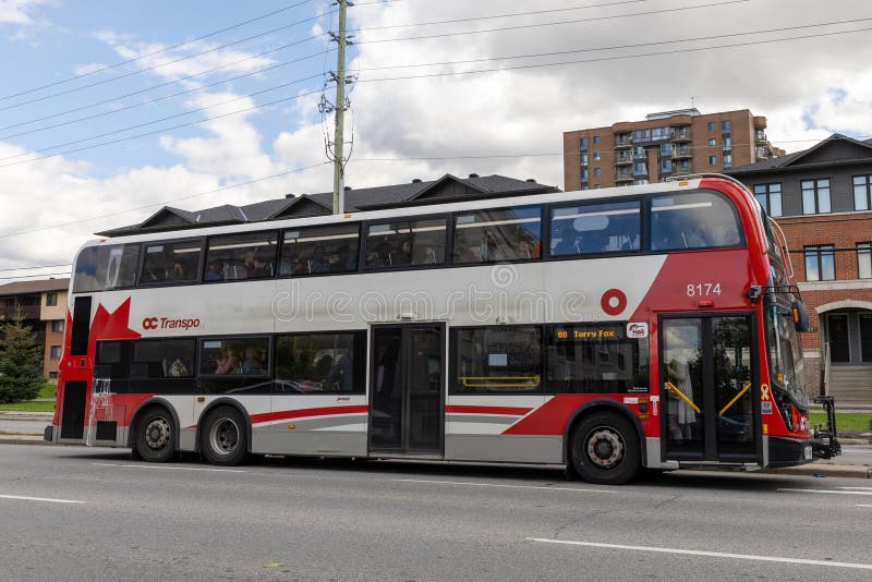 Double Decker Bus on the Road, Public Transportation in Ottawa, Canada ...