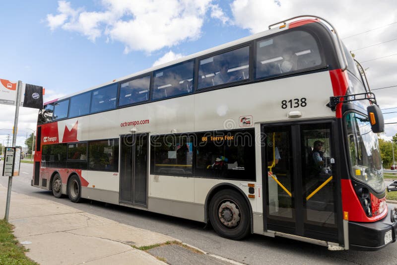 Double Decker Bus on the Road, Public Transportation in Ottawa, Canada ...