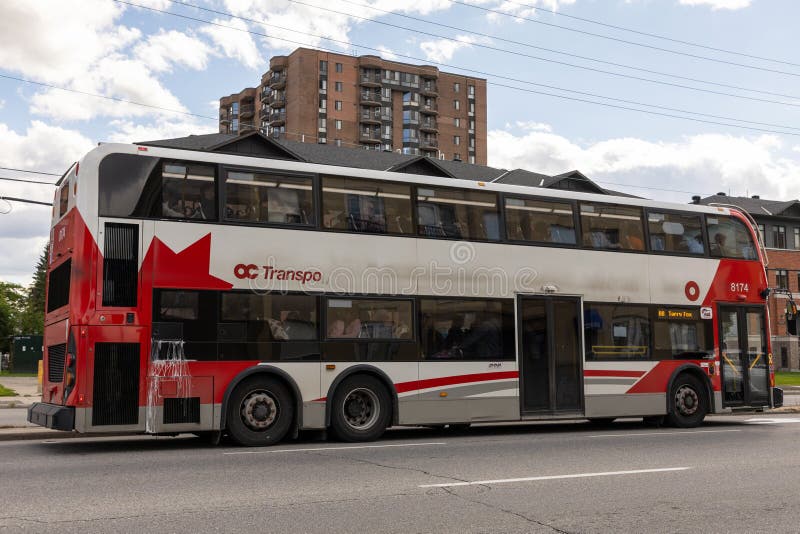 Double Decker Bus on the Road, Public Transportation in Ottawa, Canada ...