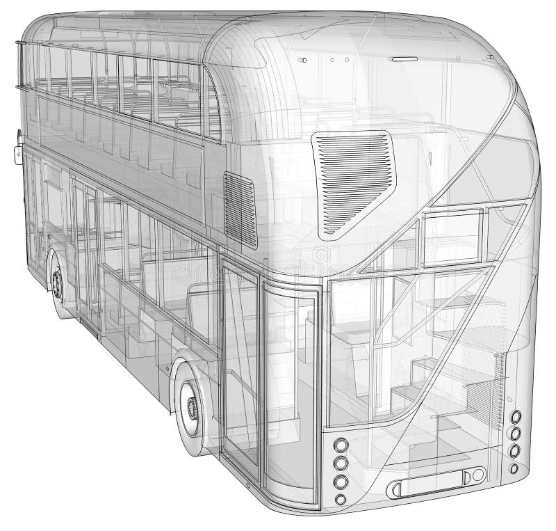 A Double-decker Bus, a Translucent Casing Under Which Many Interior ...