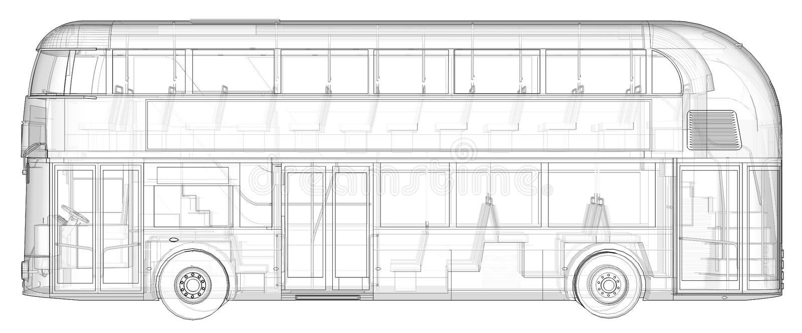 A Double-decker Bus, a Translucent Casing Under Which Many Interior ...