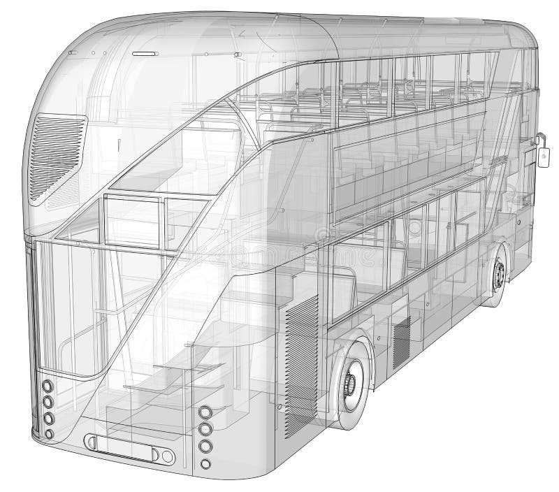 A Double-decker Bus, a Translucent Casing Under Which Many Interior ...