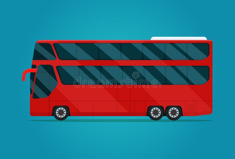 Double-decker Bus View Side. Stock Illustration - Illustration of flat ...