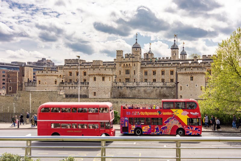 Double-decker Buses and Tower of London, UK Editorial Stock Photo ...