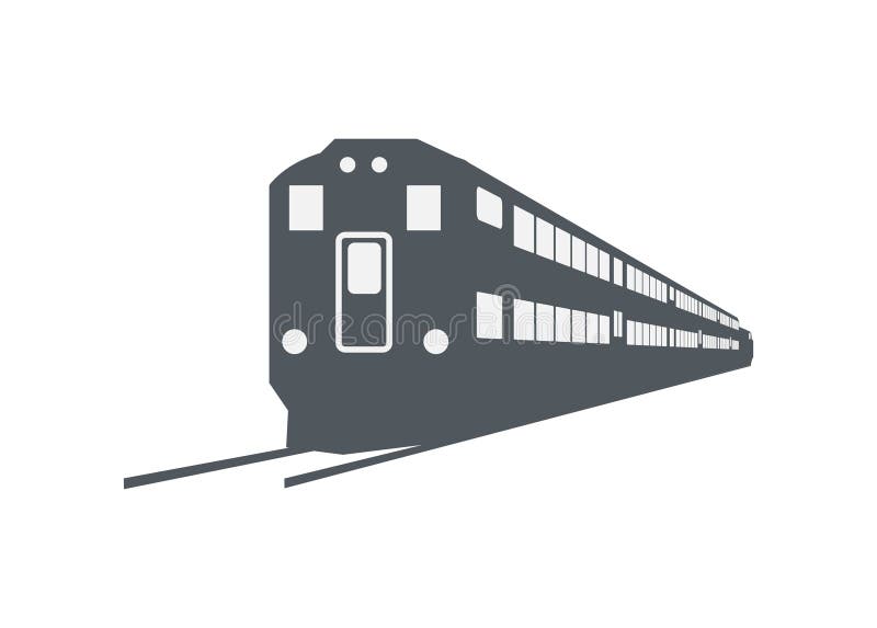 Double Decker Commuter Train. Silhouette Illustration in Perspective ...