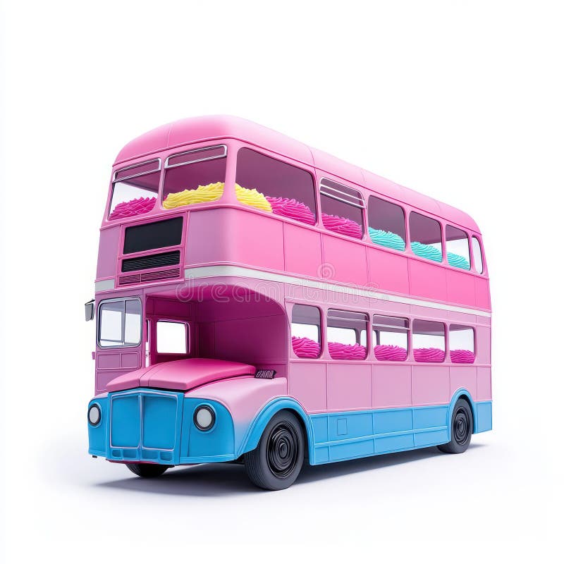 Double Decker Cupcake Bus Isolated on White Background Stock ...
