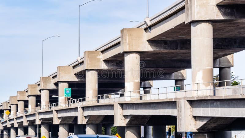 Double-decker Freeway Going into San Francisco, California Stock Image ...