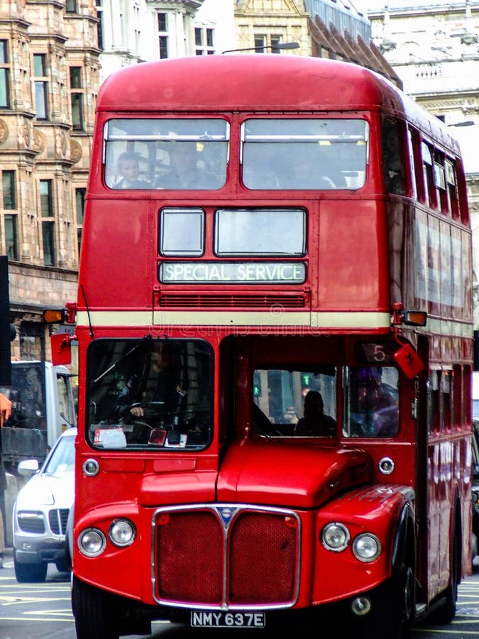 Red Double Decker Bus, Vintage Sepia Texture, London Stock Photo ...