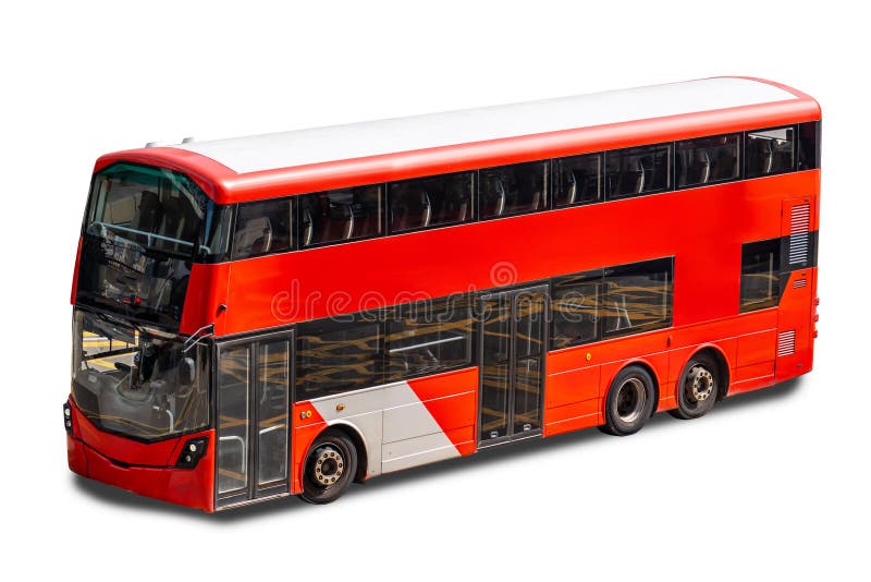 Double-decker Shuttle Red Bus Isolated on White Background. Stock Image ...