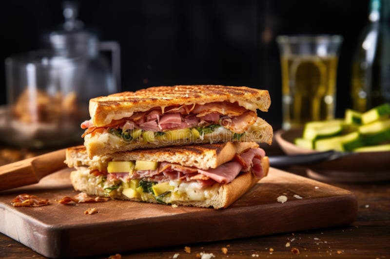 Double-decker Toasted Sandwich Cut into Triangles Stock Image - Image ...