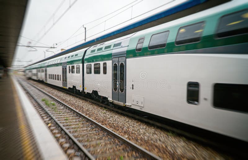 Double-decker train stock image. Image of motion, double - 147643537