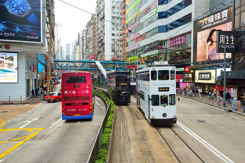 Double-decker tramway editorial stock image. Image of horizontal ...