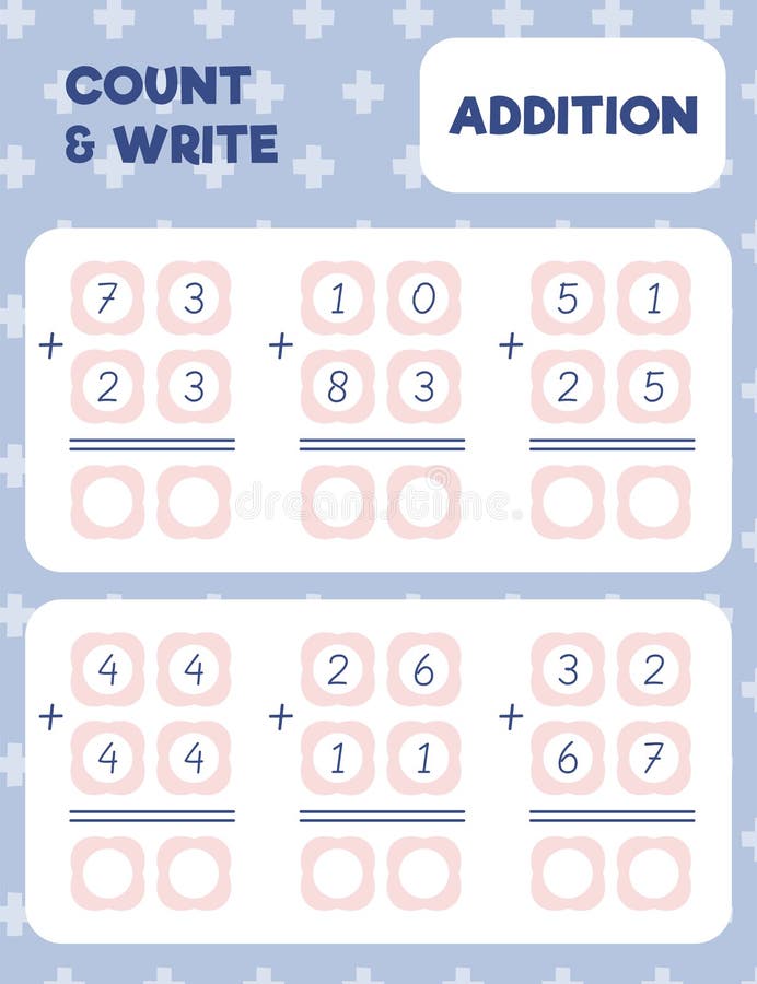 Double Digit Addition. Column Method Stock Vector - Illustration of ...