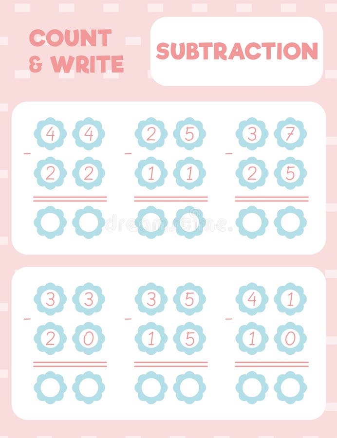 Double digit subtraction. stock vector. Illustration of method - 212885061