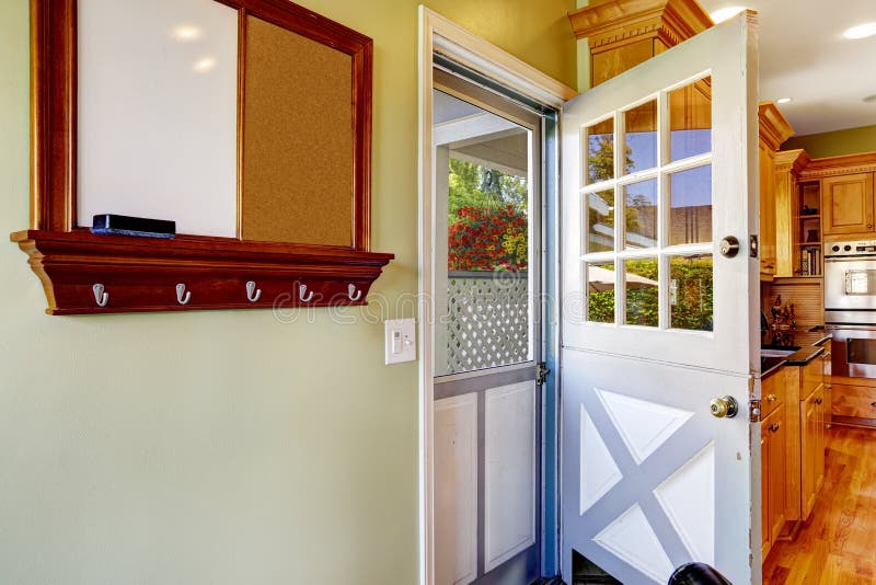 Double Door in the Kitchen Room with Exit To Backyard Stock Photo ...