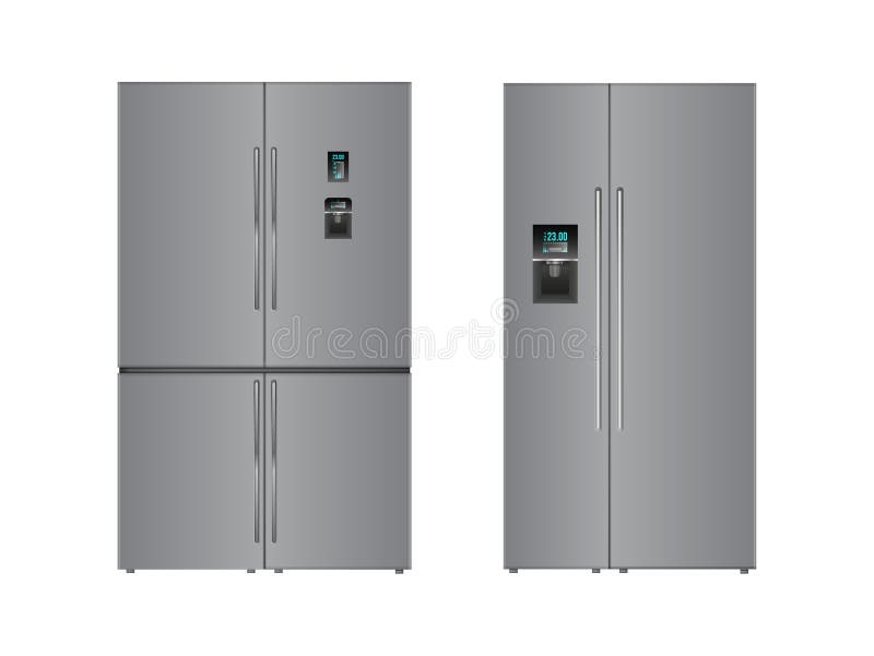Double Door Refrigerator, Realistic Fridge Stock Vector - Illustration ...