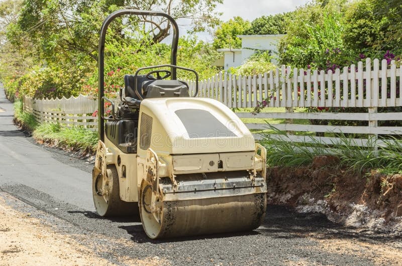 Front of Double Drum Road Compactor Stock Photo - Image of white ...