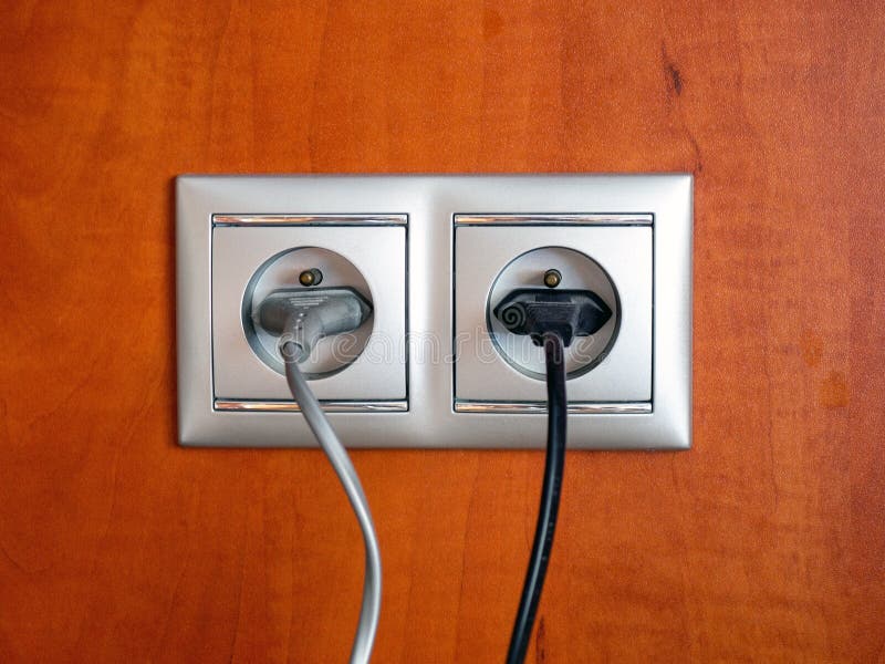 Double Electric Socket with Plugs Stock Photo - Image of electricity ...