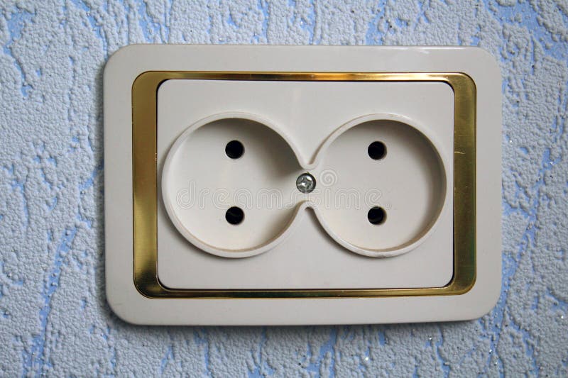 Double Electrical Socket with Plugged Cables Stock Image - Image of ...