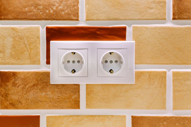 Double electrical outlet stock image. Image of brown - 109037747