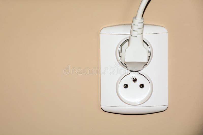 Double Electrical Socket with Plug Stock Photo - Image of house ...