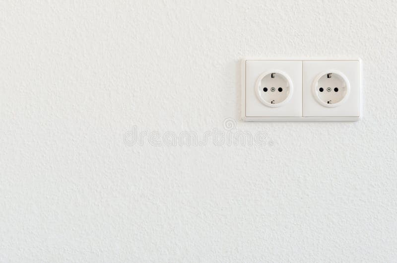 Double Electrical Socket on White Wallpaper Stock Image - Image of ...