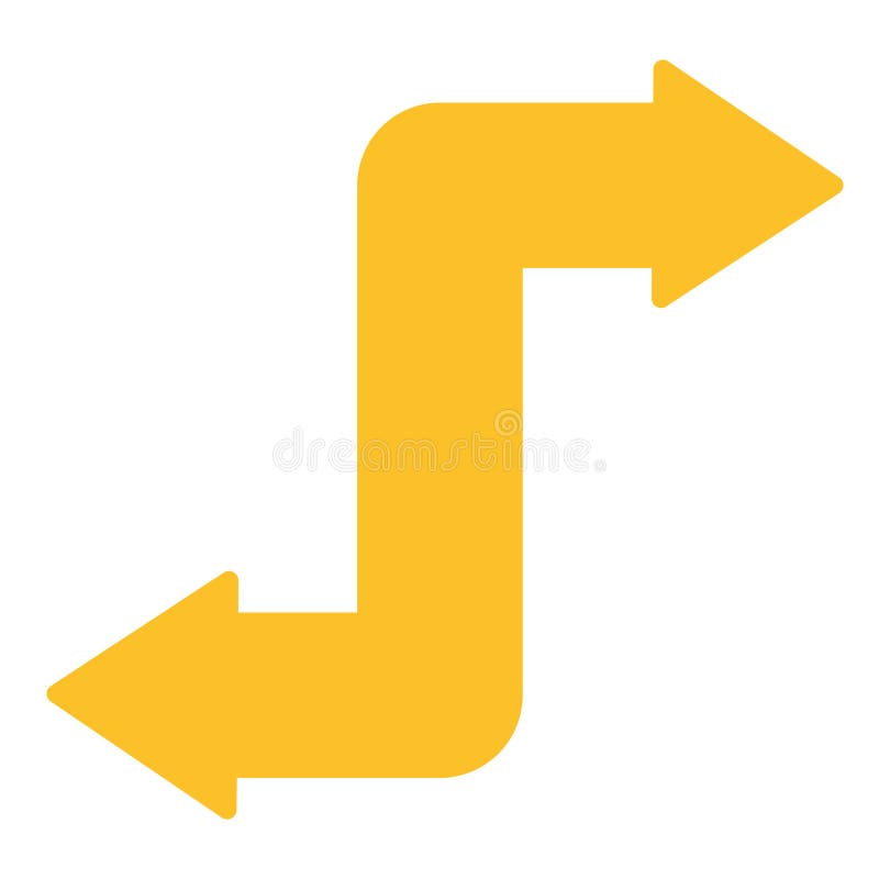 Double Ended Arrow Bent Path Icon Stock Illustration - Illustration of ...