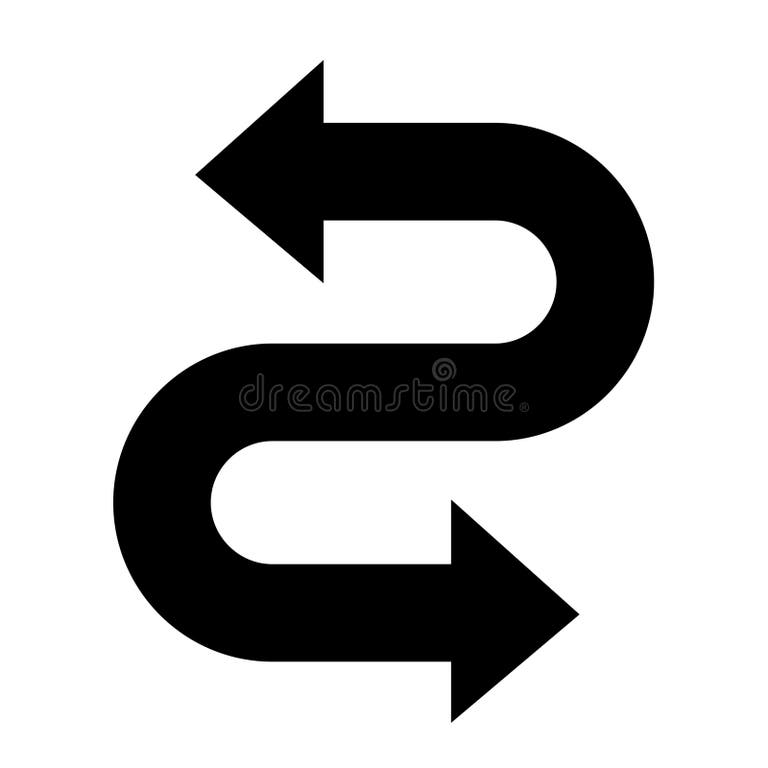 Double Ended Arrow Curved Path Icon Stock Illustration - Illustration ...